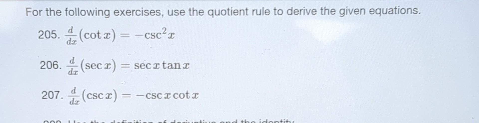 For the following exercises, use the quotient rule to | Chegg.com