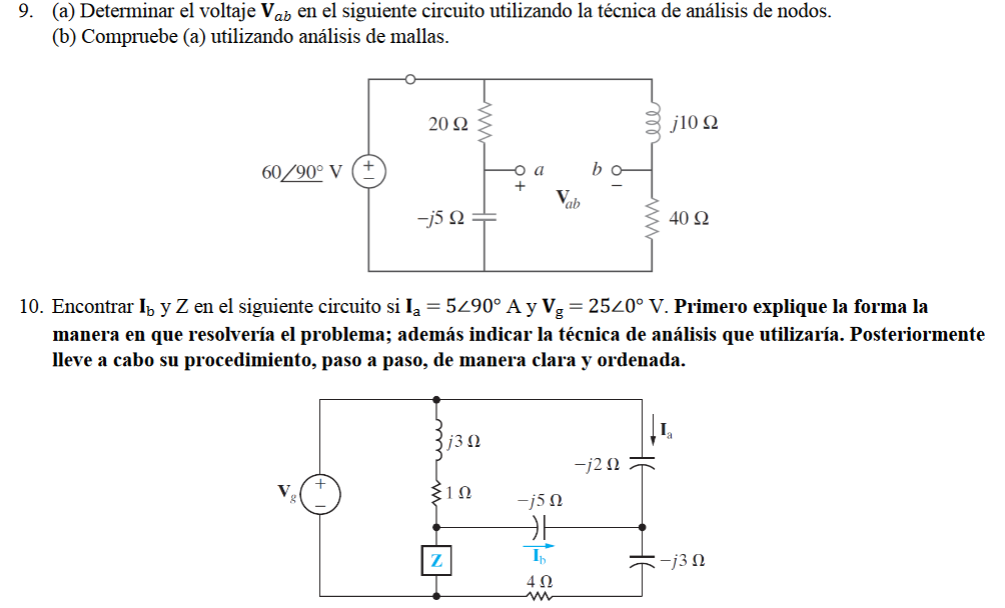 Solved 9. (a) ﻿Determinar el voltaje Vab ﻿en el siguiente | Chegg.com