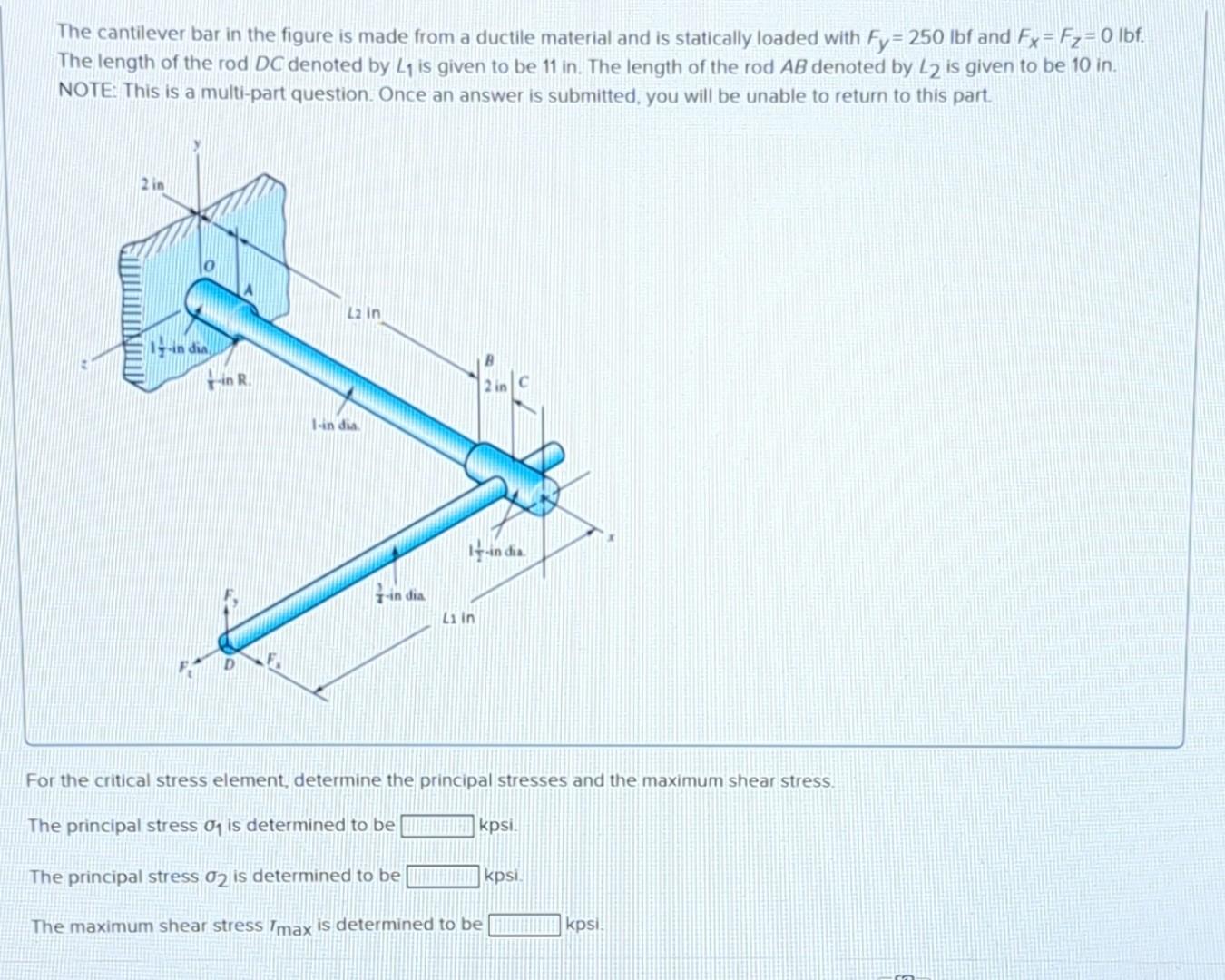 Solved The cantilever bar in the figure is made from a | Chegg.com