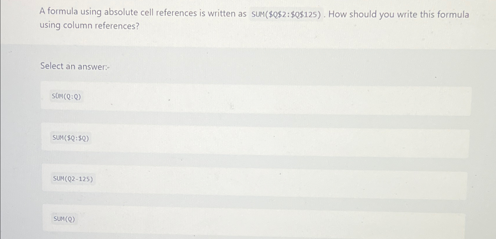 Solved A formula using absolute cell references is written | Chegg.com