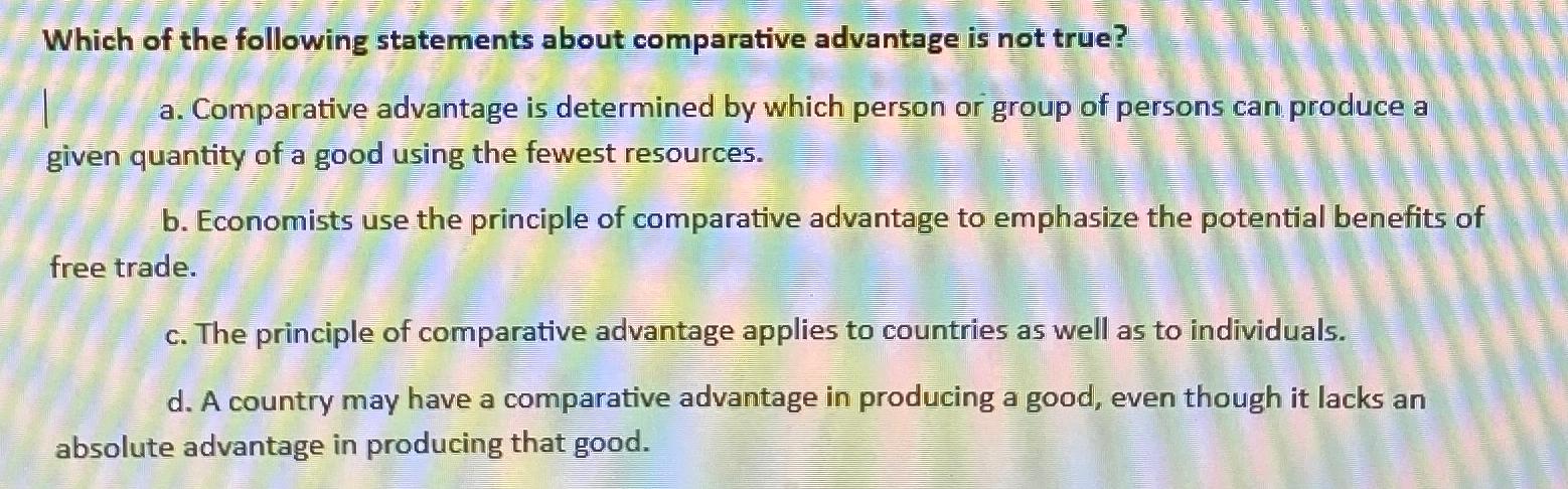 Solved Which of the following statements about comparative | Chegg.com