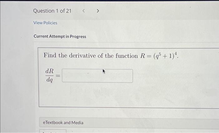 Solved Current Attempt in Progress Find the derivative of | Chegg.com