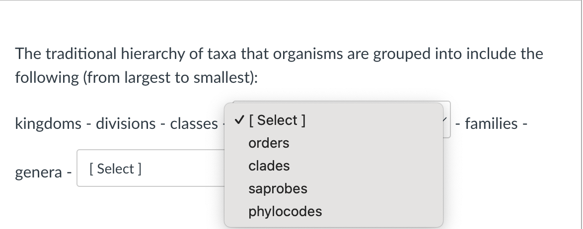 Solved The traditional hierarchy of taxa that organisms are | Chegg.com