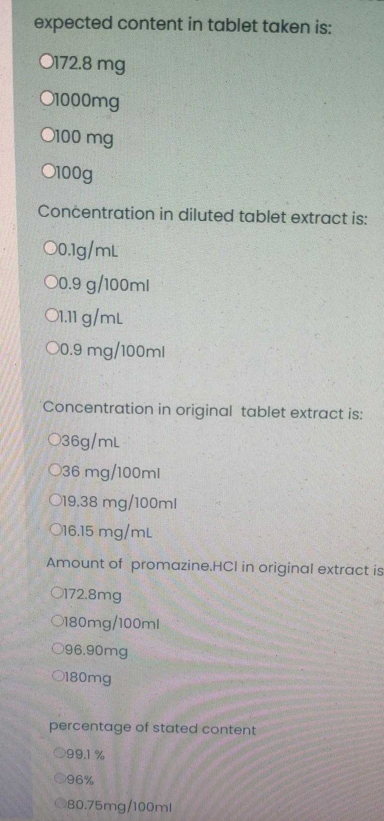 Tablet powder containing 100mg of promazine | Chegg.com