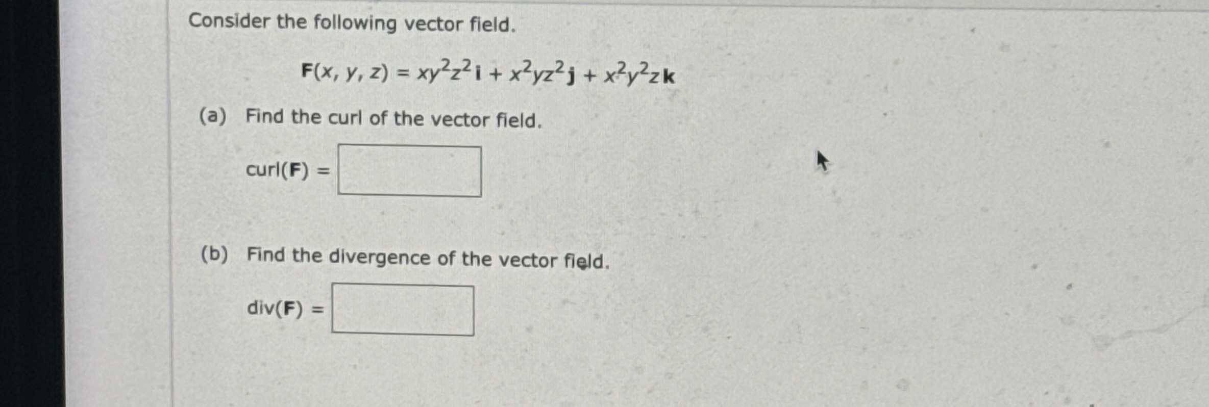 Solved Consider the following vector | Chegg.com