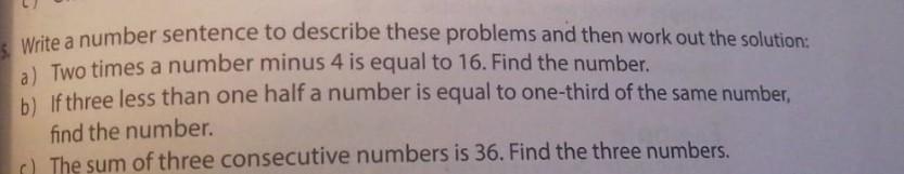 Solved Write a number sentence to describe these problems | Chegg.com