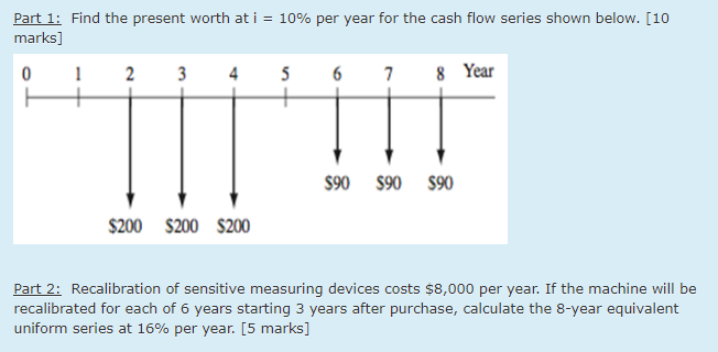 Solved Part 1: Find the present worth at i=10% ﻿per year for | Chegg.com