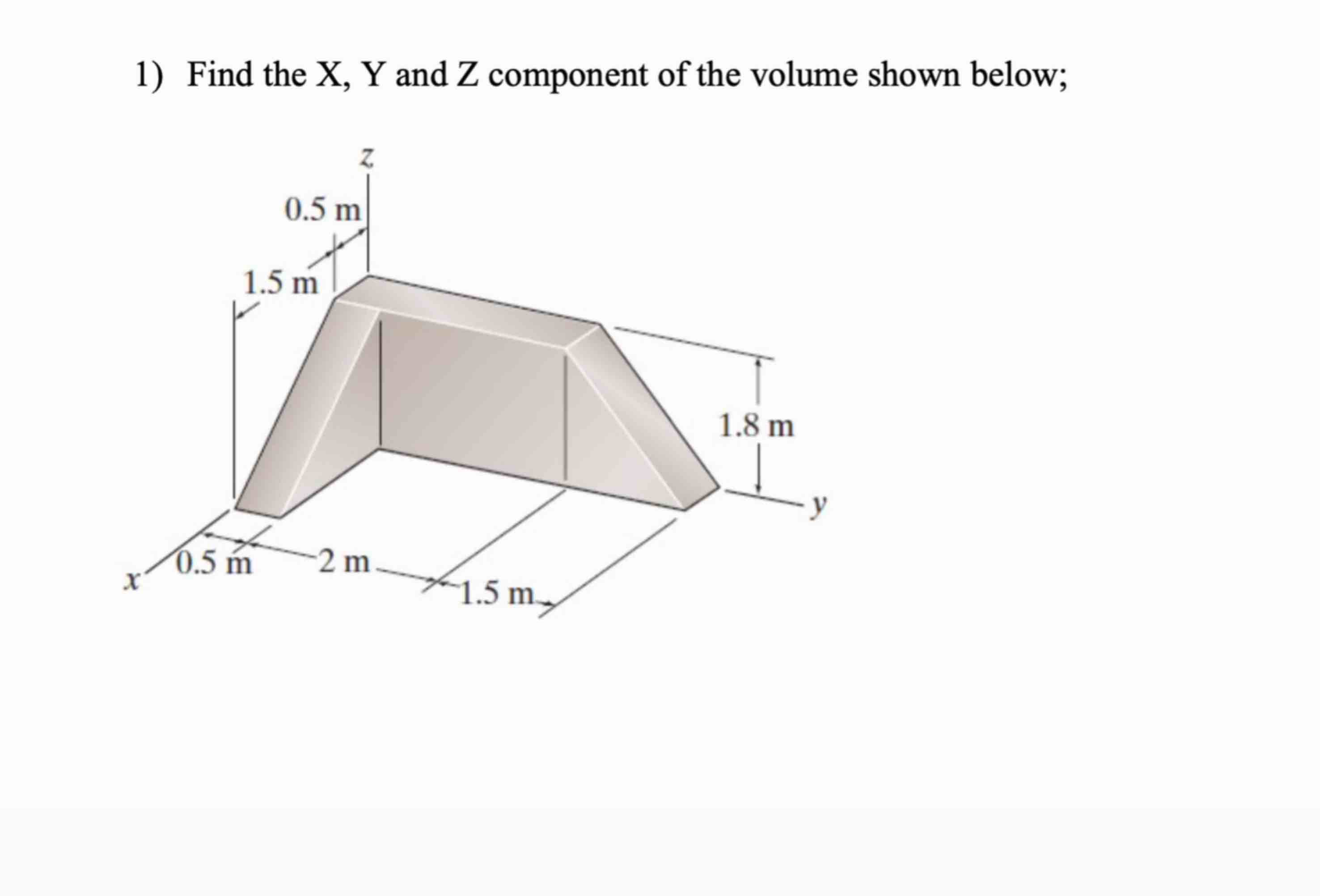 Solved Find the X, ﻿Y, ﻿and Z component of the volume shown | Chegg.com
