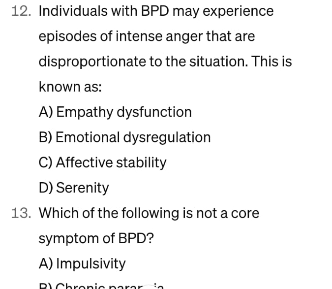 Solved Individuals with BPD may experience episodes of | Chegg.com