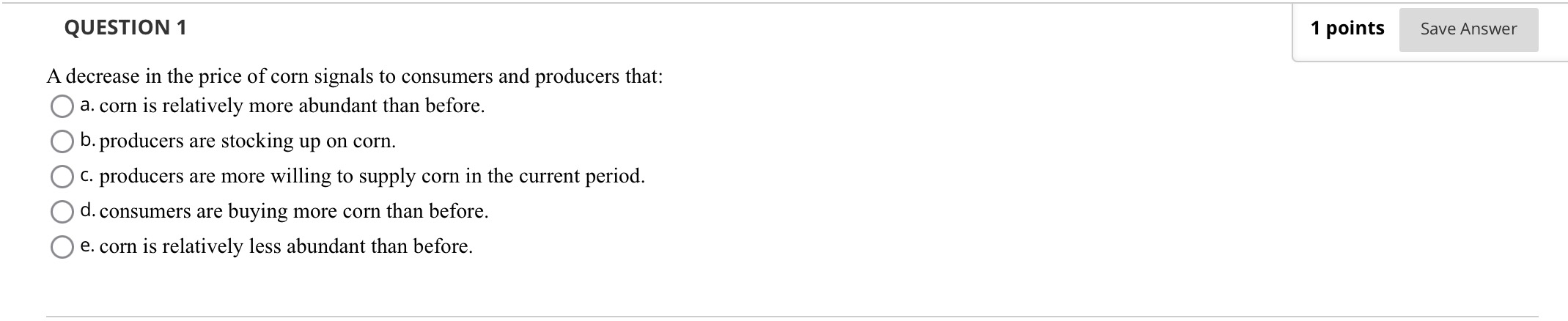 Solved QUESTION 11 ﻿pointsA decrease in the price of corn | Chegg.com