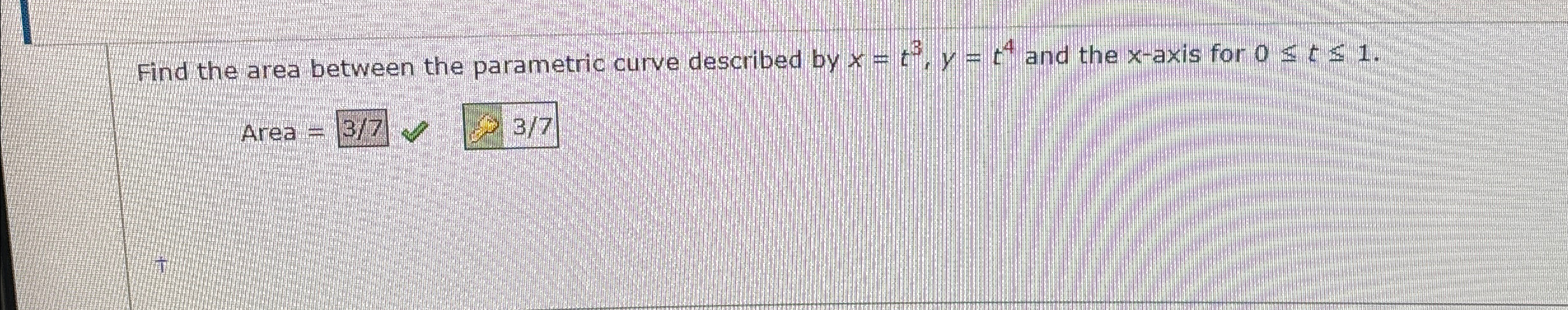 Solved Find the area between the parametric curve described | Chegg.com