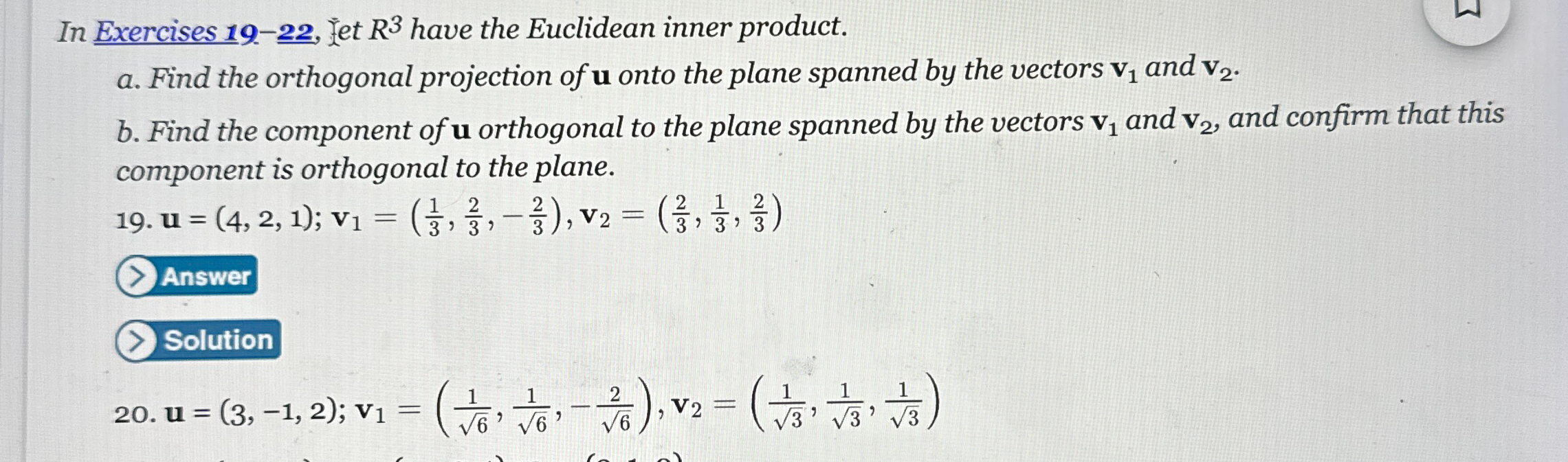 Solved In Exercises 19-22, ﻿Iet R3 ﻿have the Euclidean inner | Chegg.com