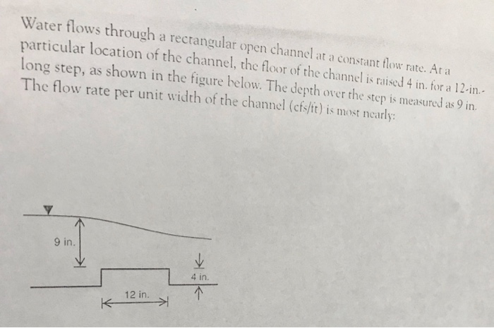 Solved Water flows through a rectangular open channel at a | Chegg.com