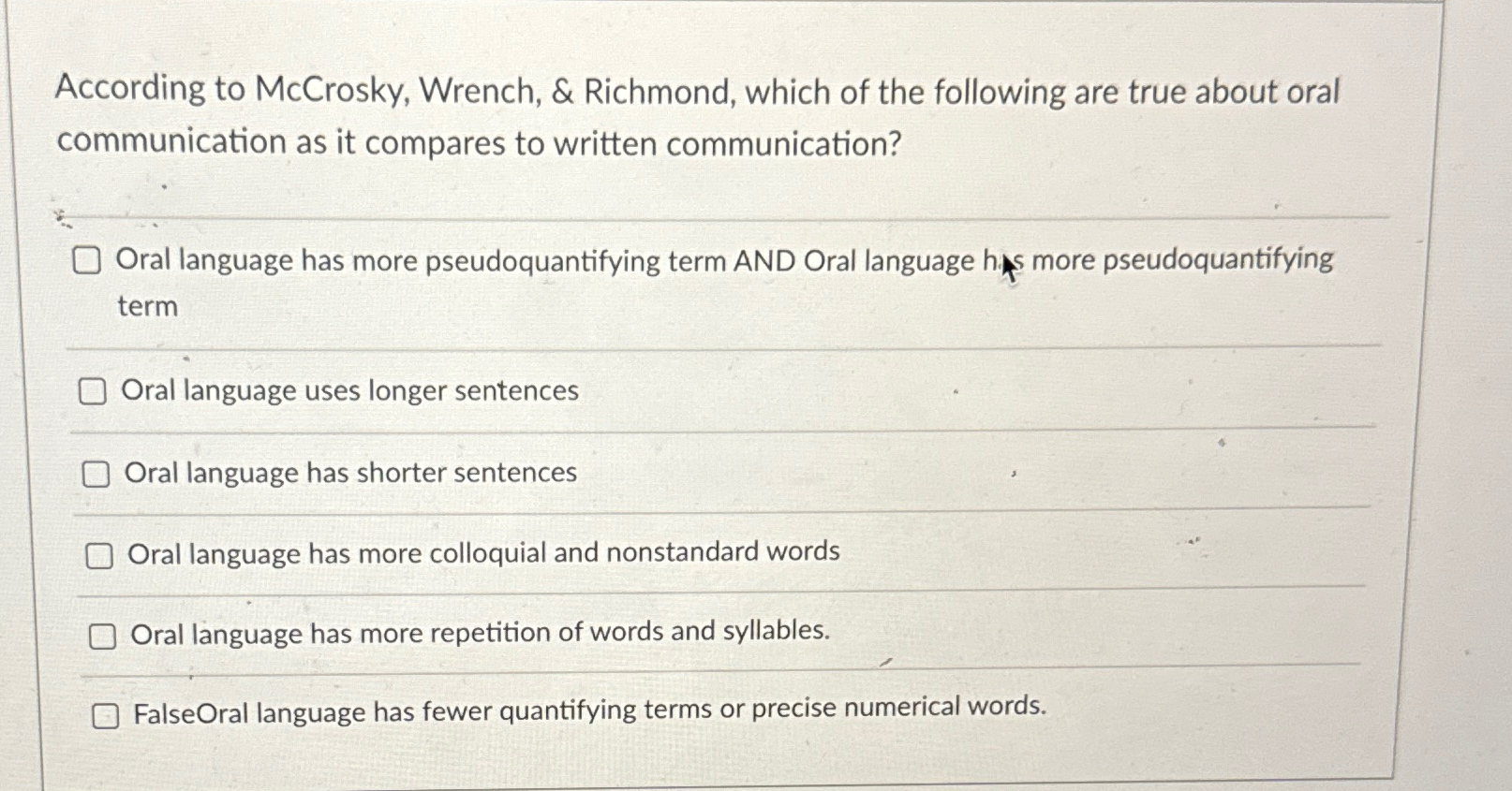 Solved According to McCrosky, Wrench, & Richmond, which of | Chegg.com