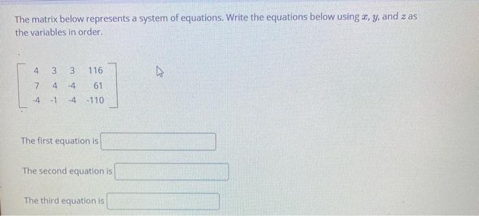 Solved The matrix below represents a system of equations. | Chegg.com