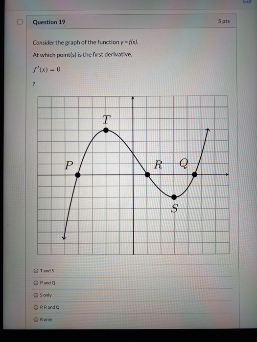 Solved Exit Question 19 5 pts Consider the graph of the | Chegg.com Solved Exit Question 19 5 pts Consider the graph of the | Chegg.com