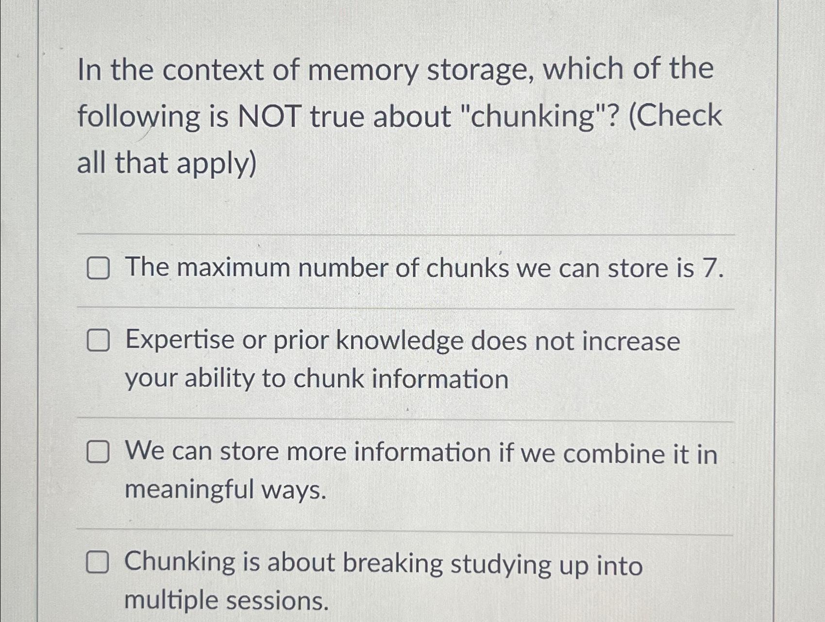 Solved In the context of memory storage, which of the | Chegg.com