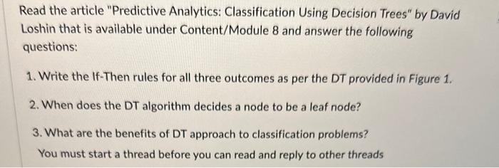 Solved Read the article "Predictive Analytics: | Chegg.com