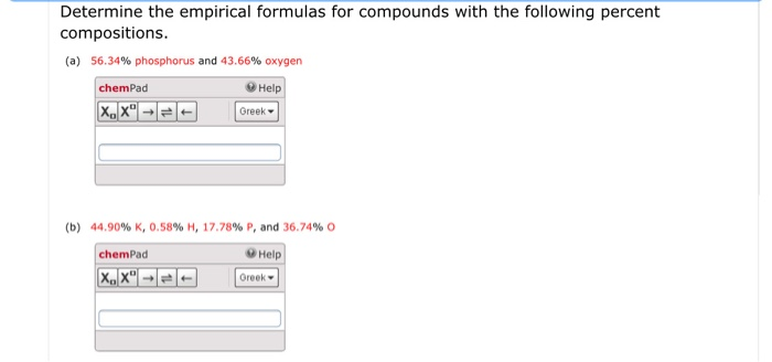 Solved Determine the empirical formulas for compounds with | Chegg.com