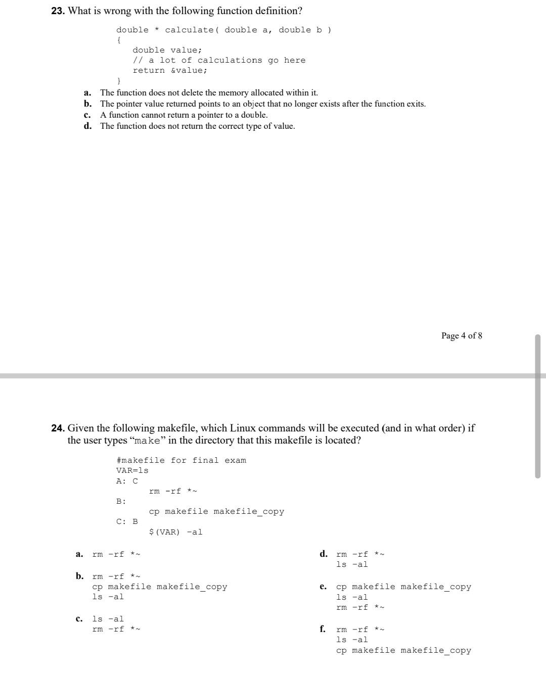 Solved 23. What is wrong with the following function | Chegg.com