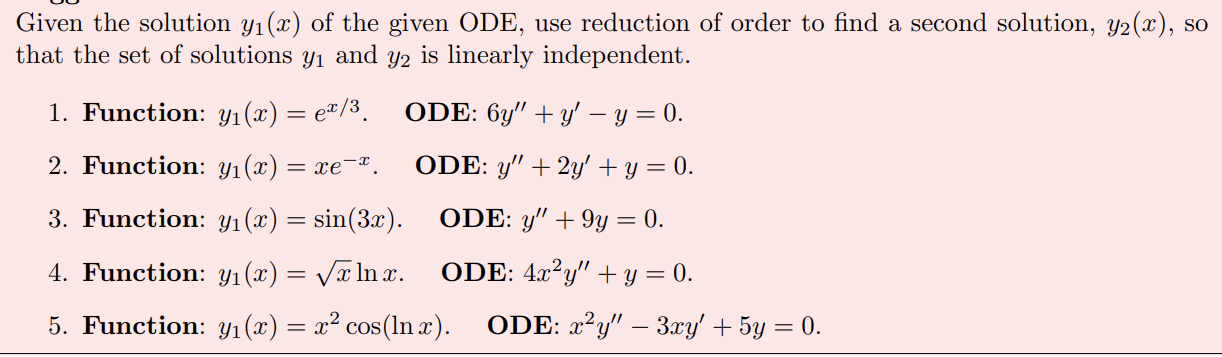 Solved Given the solution y1(x) ﻿of the given ODE, use | Chegg.com