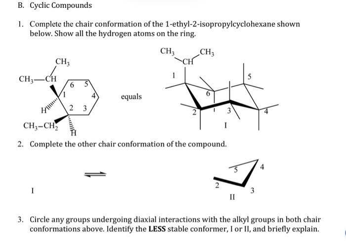 Solved 1. Complete the chair conformation of the | Chegg.com