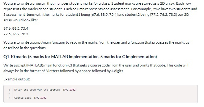 Solved You are to write a program that manages student marks | Chegg.com