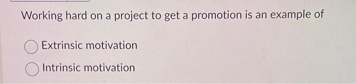 Solved Working hard on a project to get a promotion is an | Chegg.com