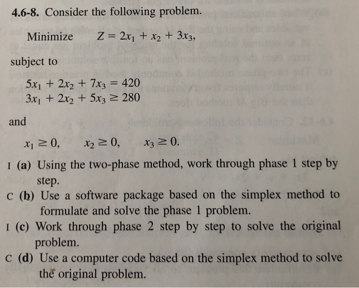 Solved 4.6-8. Consider the following problem. Z 2x1 +x2 | Chegg.com