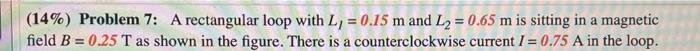 Solved (14\%) Problem 7: A rectangular loop with L1=0.15 m | Chegg.com