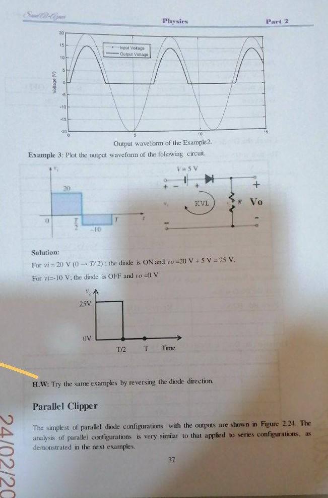 Solved Physies Part 2 20 15 Tout Votage Output Voltage 10 & | Chegg.com