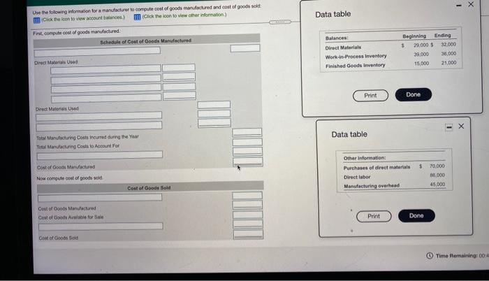 Solved х 1 Use the following information for a manufacturer | Chegg.com