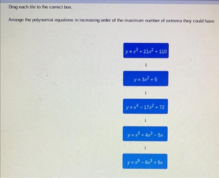 Solved Drag each tile to the correct box. Arrange the | Chegg.com
