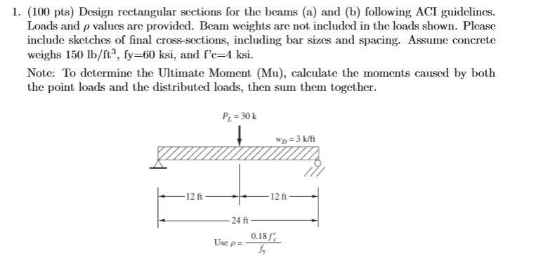 (100 pts) ﻿Design rectangular sections for the beams | Chegg.com