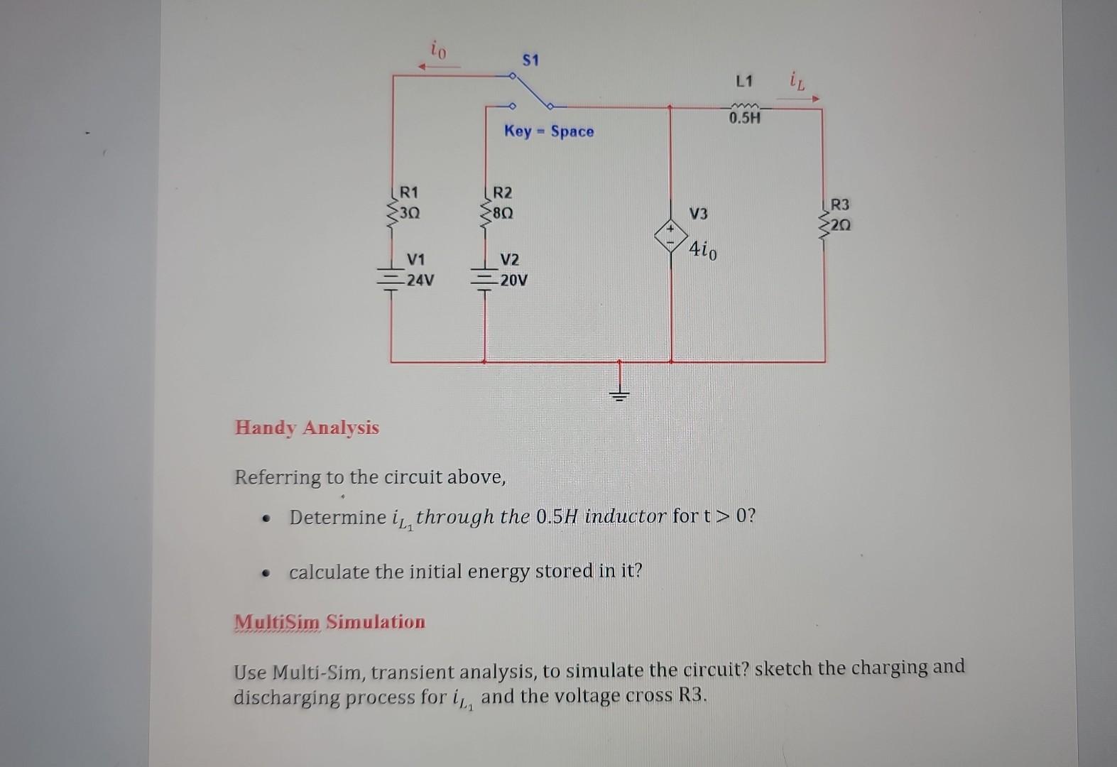Solved Handy Analysis Referring to the circuit above, - | Chegg.com