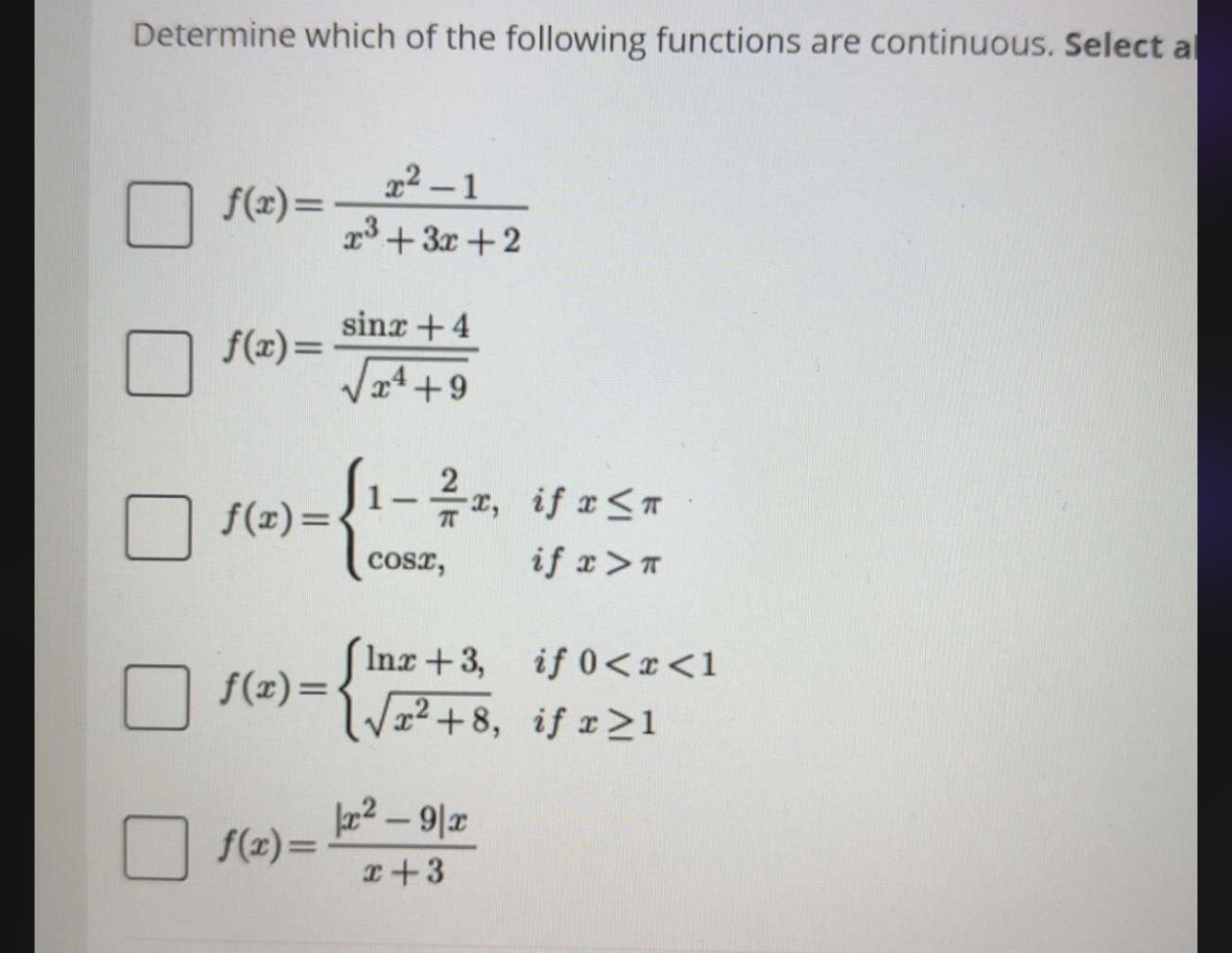 Solved Determine which of the following functions are | Chegg.com