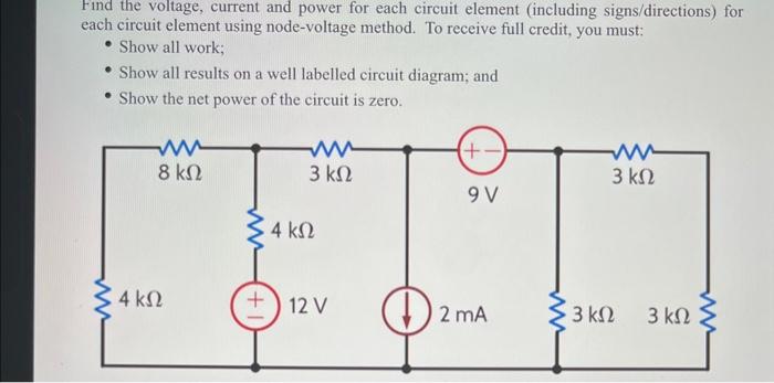 Solved Find the voltage, current and power for each circuit | Chegg.com