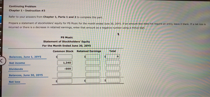 Continuing Problem Chapter 1 - Instruction #3 Refer | Chegg.com