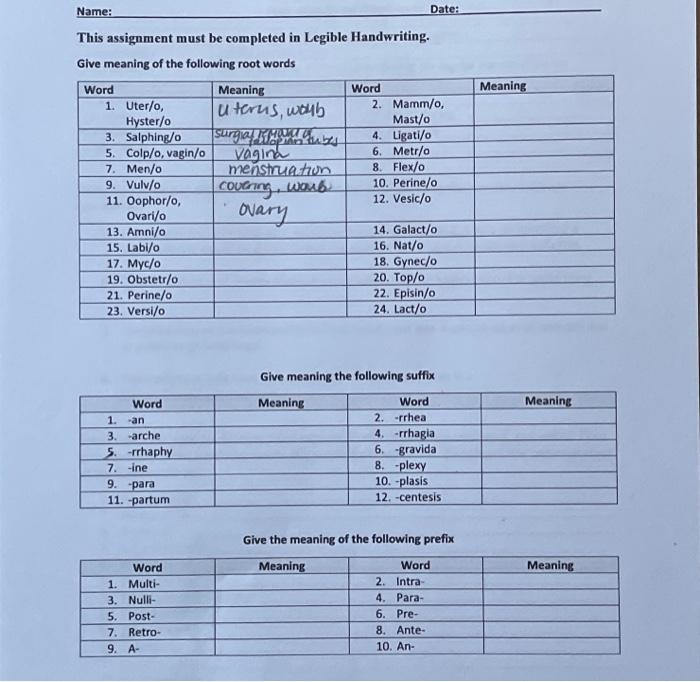 Solved Name: This assignment must be completed in Legible | Chegg.com