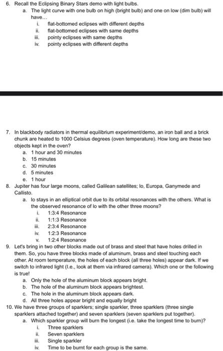 Solved 6. Recall the Eclipsing Binary Stars demo with light | Chegg.com