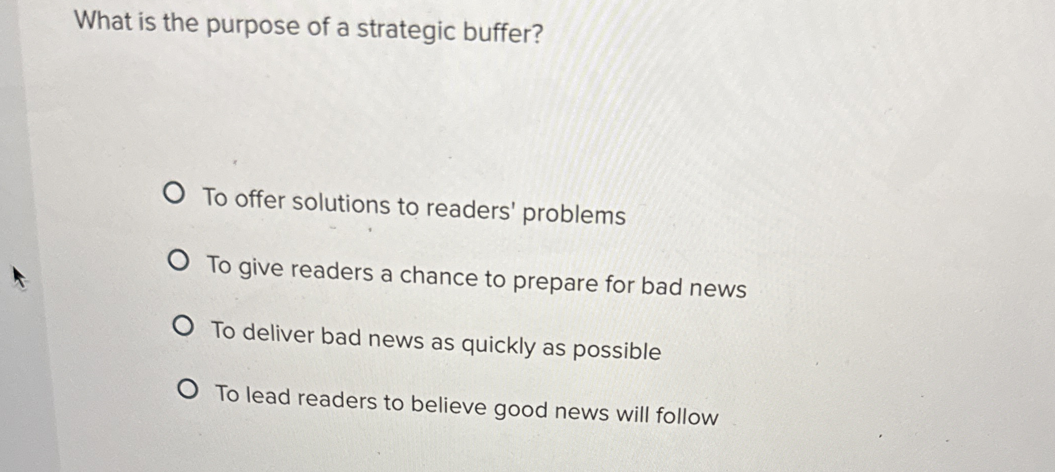 Solved What is the purpose of a strategic buffer?To offer | Chegg.com