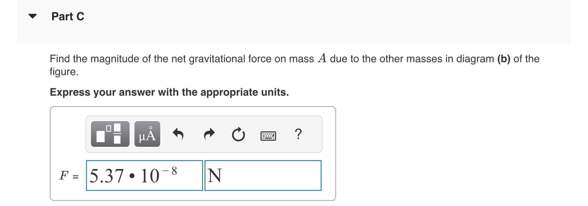 Part CFind the magnitude of the net gravitational | Chegg.com