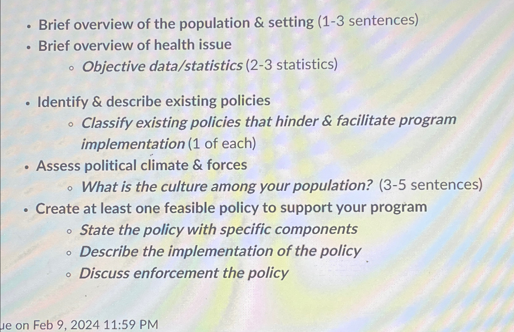 Solved Brief overview of the population & setting (1-3 | Chegg.com