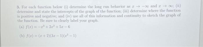 Solved 3. For each function below (i) determine the long run | Chegg.com
