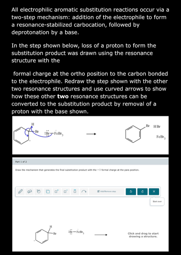 Solved All electrophilic aromatic substitution reactions | Chegg.com