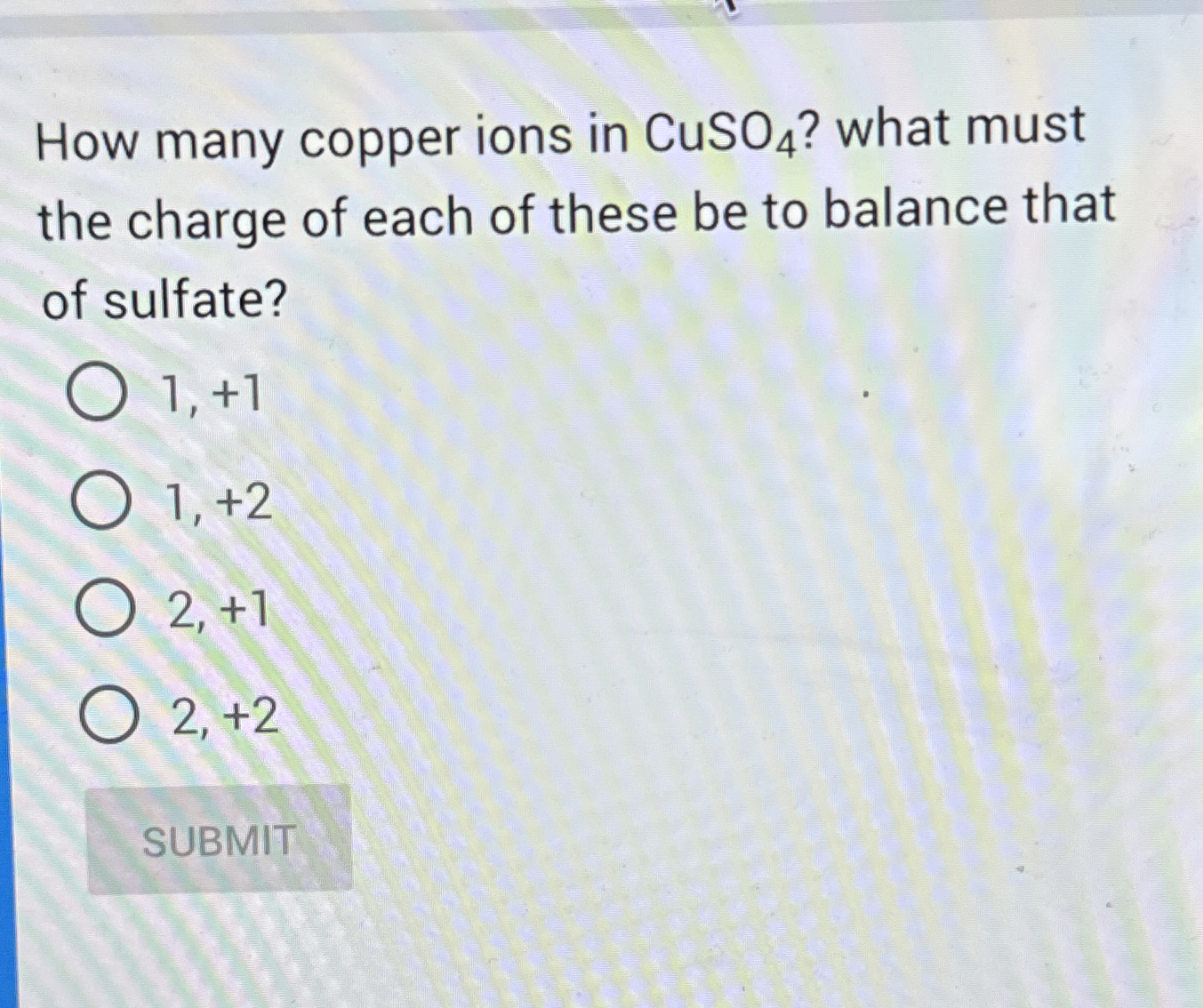 Solved How many copper ions in CuSO4 ? ﻿what mustthe charge | Chegg.com