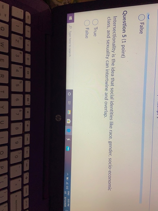 Solved False Question 5 (1 point) Intersectionality is the | Chegg.com