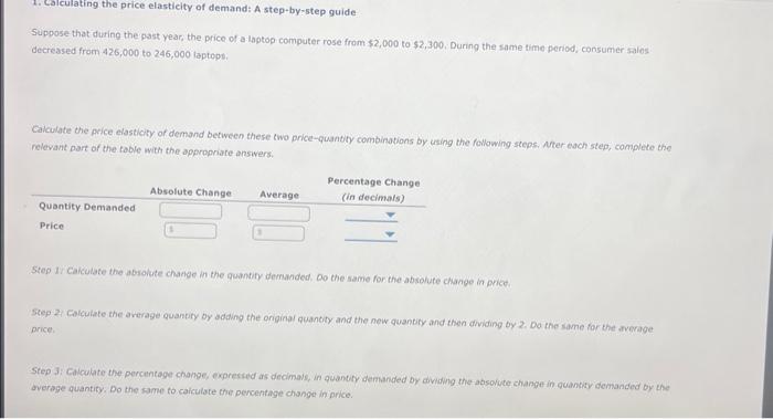 Solved 1. Calculating the price elasticity of demand: A | Chegg.com