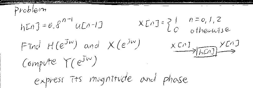 h[n] = 0.8n-1 u[n -1] Find H (eJw) and x(eJw) | Chegg.com
