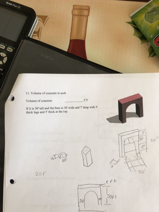 Solved TH-84 PS CE 11. Volume of concrete in arch Volume of | Chegg.com